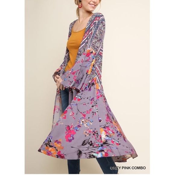 Umgee | Tops | Umgee Boho Hippie Kimono Cardigan Duster Tunic Top ...
